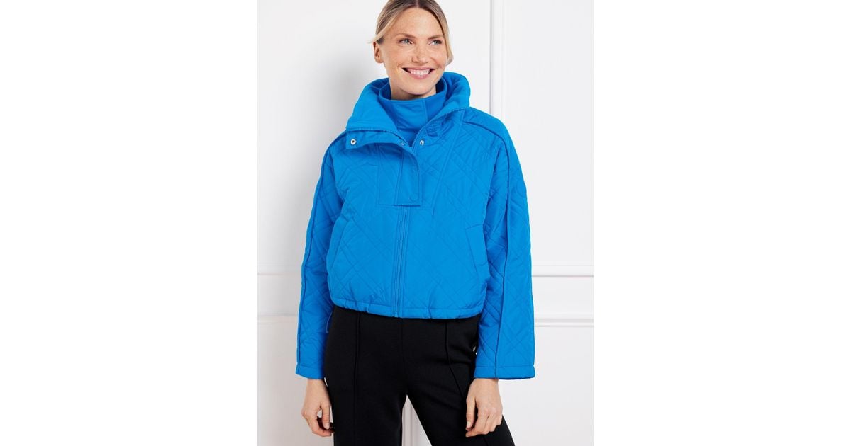 Talbots Cropped Puffer Jacket in Blue | Lyst