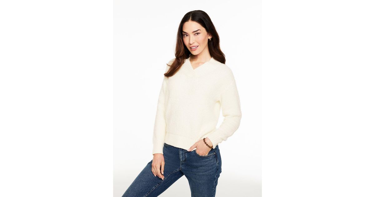 Talbots Loop Stitch Sweater in White | Lyst UK