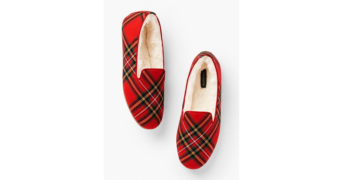 Talbots Dancer Plaid Slippers in Red | Lyst