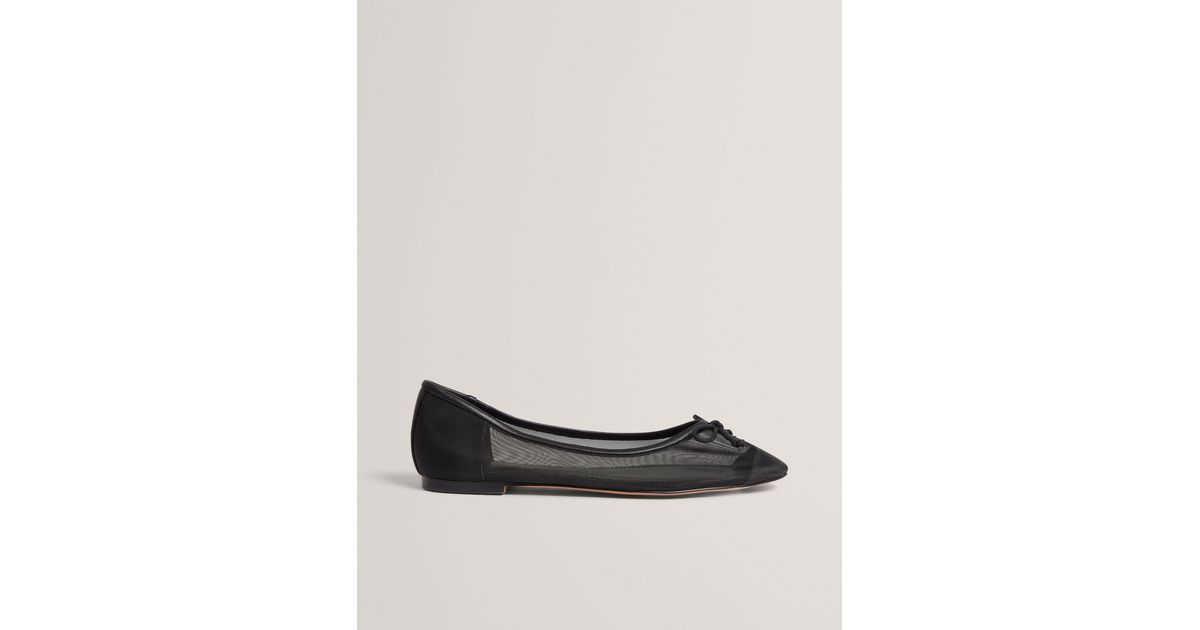 Ted Baker Merrisa Sheer Mesh Bow Ballet Flats in Black | Lyst UK