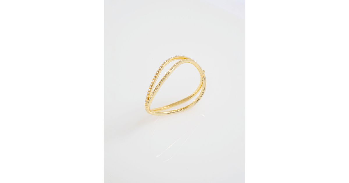 Ted Baker Crystal & Pearl Wave Bangle Bracelet in Metallic | Lyst UK