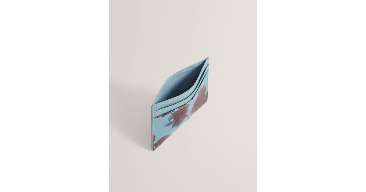 Ted Baker Everlyn Rose Print Slim Leather Card Holder in Blue | Lyst UK