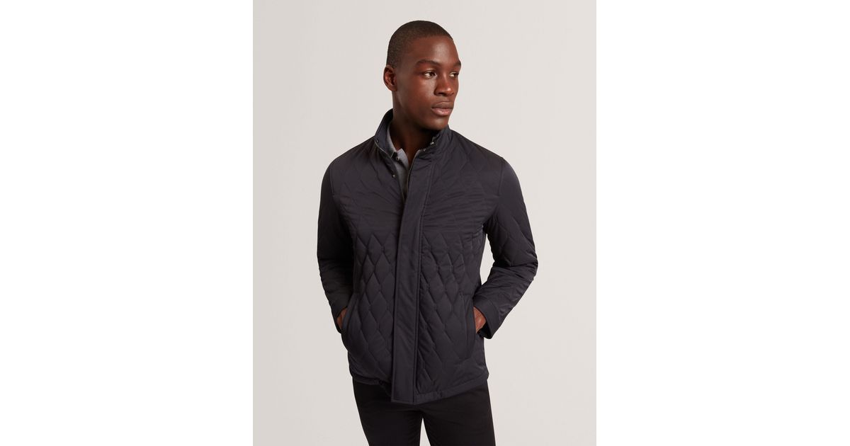 Ted Baker Hollbec Diamond Quilted Zip Field Coat in Blue for Men | Lyst UK
