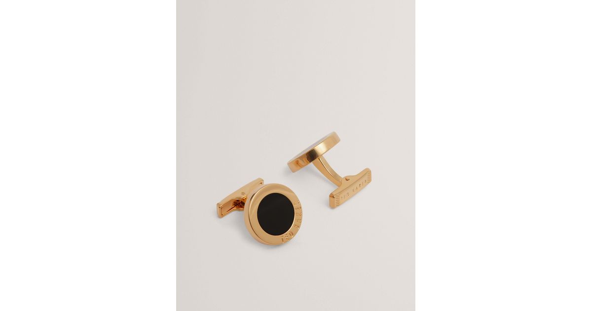 Ted Baker Coopers Branded Halo Round Metal Cufflinks in Natural for Men ...