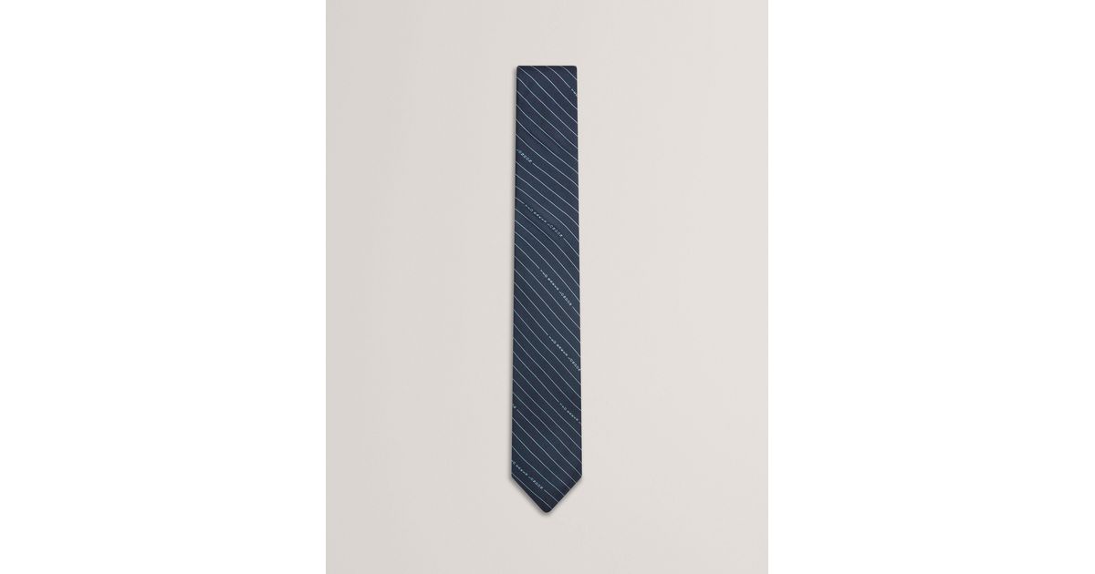 Ted Baker Octavio Logo Pinstripe Woven Silk Tie in Blue for Men | Lyst UK