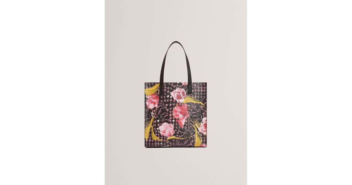 Ted Baker Tullsa Floral Check Print Large Icon Tote Bag in Black | Lyst UK