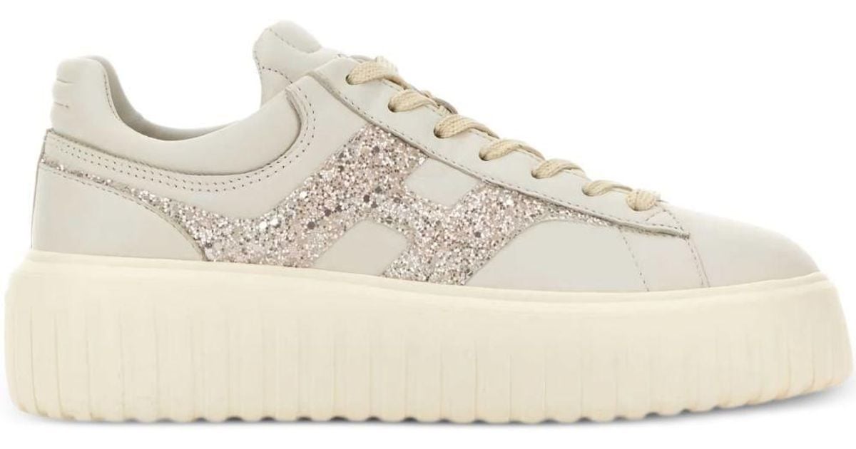 Hogan H-Stripes Leather Sneakers in Natural | Lyst UK