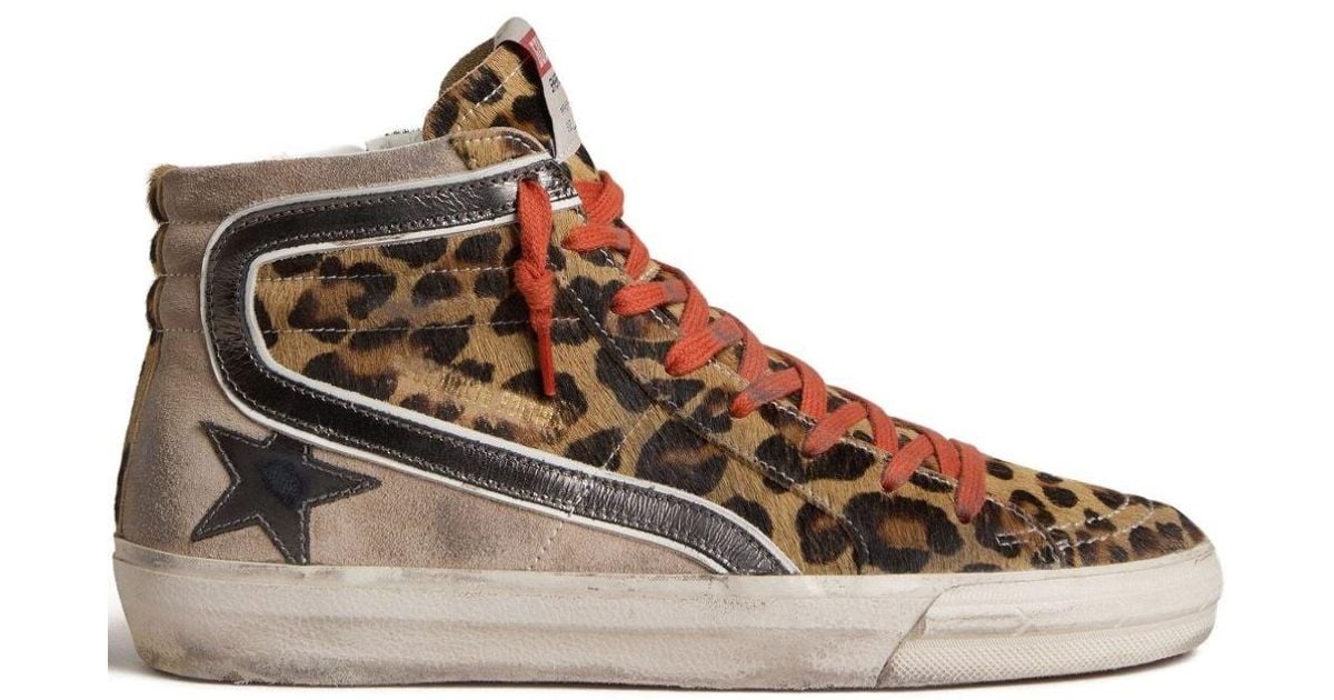 Golden Goose Slide Leather Sneakers in Brown | Lyst UK