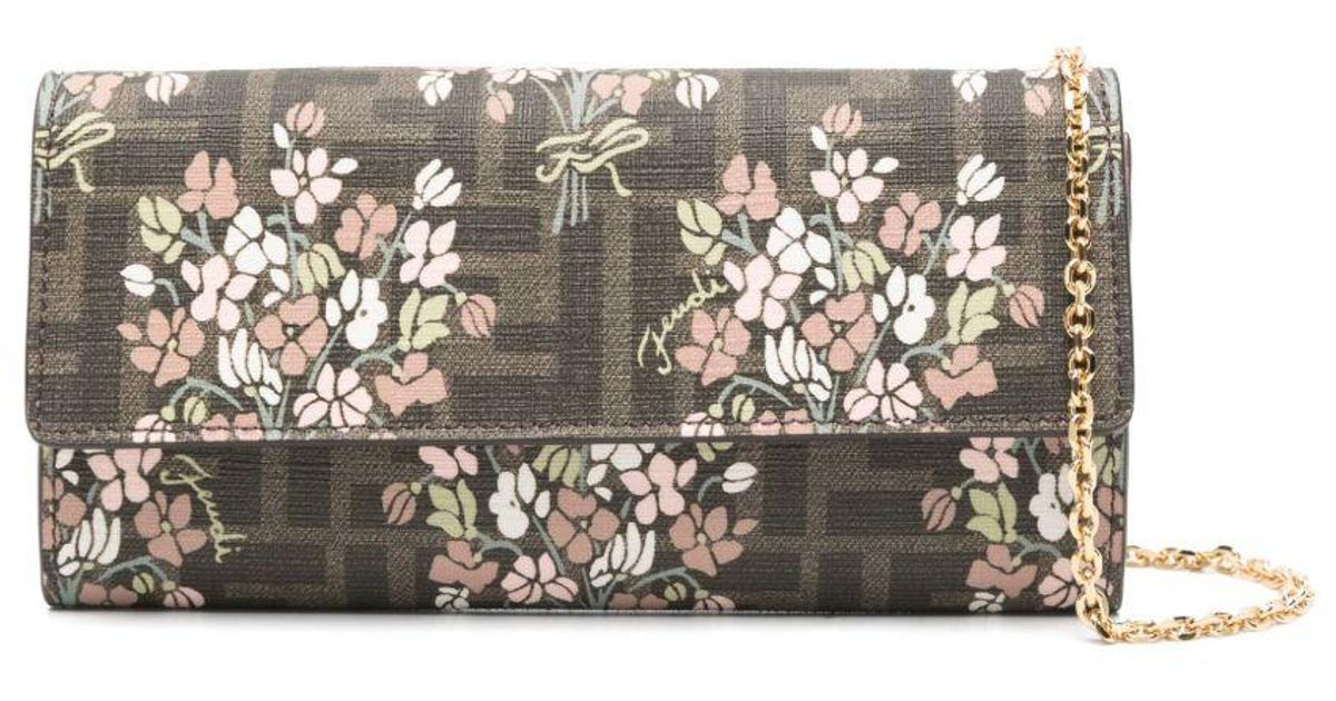 Fendi Roma Wallet On Chain in Gray | Lyst