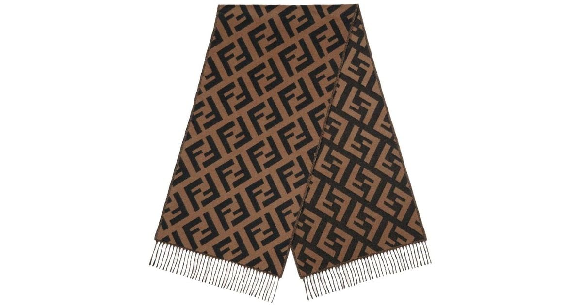 Fendi Ff Cashmere Scarf in Brown | Lyst UK