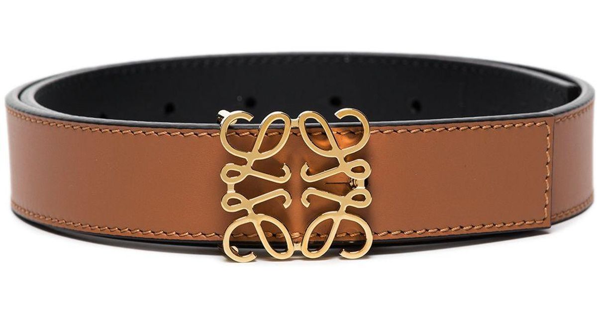 Loewe Anagram Reversible Leather Belt in Brown | Lyst