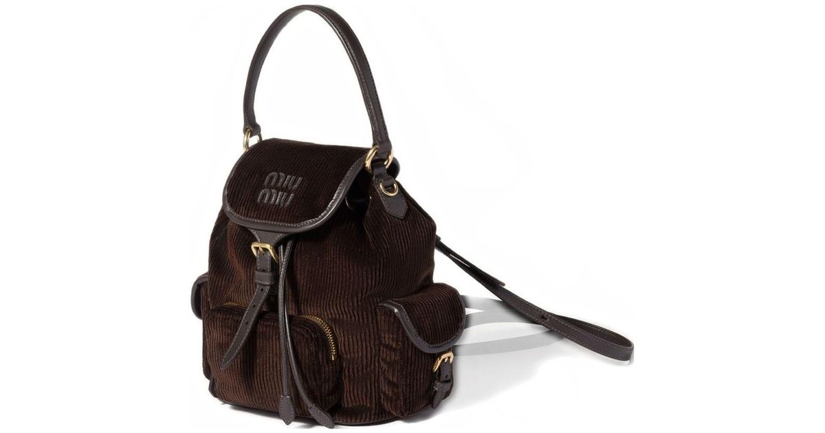 Miu Miu Velvet Backpack in Black | Lyst UK