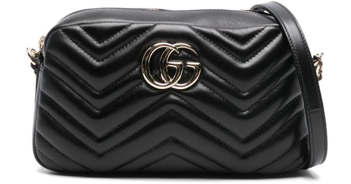 Gucci Gg Marmont Small Leather Camera Bag in Black | Lyst UK