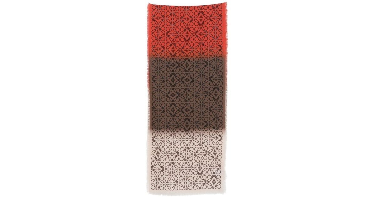 Loewe Anagram Wool Scarf in Brown | Lyst UK