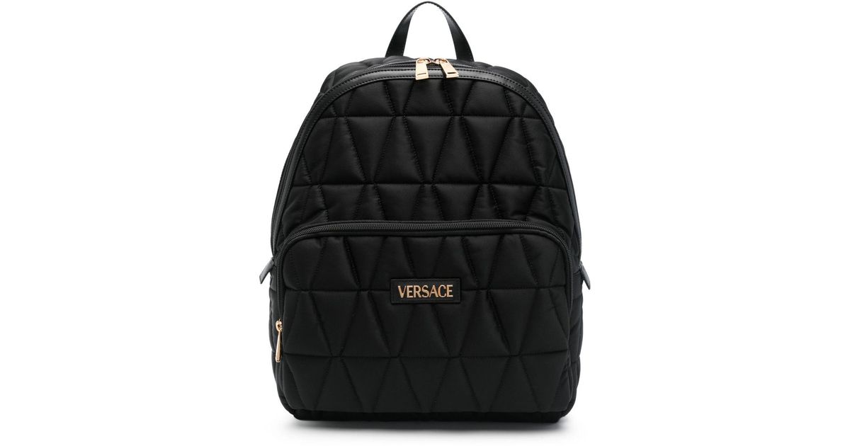 Versace Myth Nylon Backpack in Black for Men | Lyst