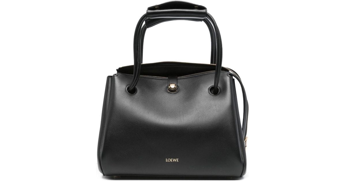 Loewe Madrid Medium Leather Handbag in Black | Lyst UK
