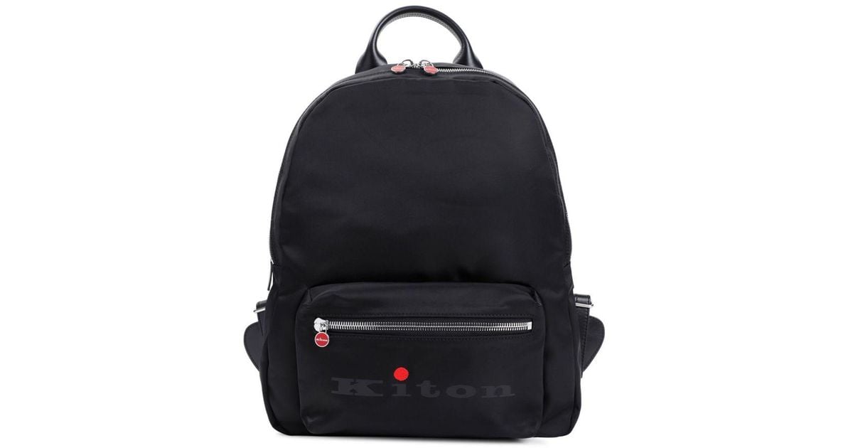 Kiton Logo Leather Backpack in Blue for Men | Lyst
