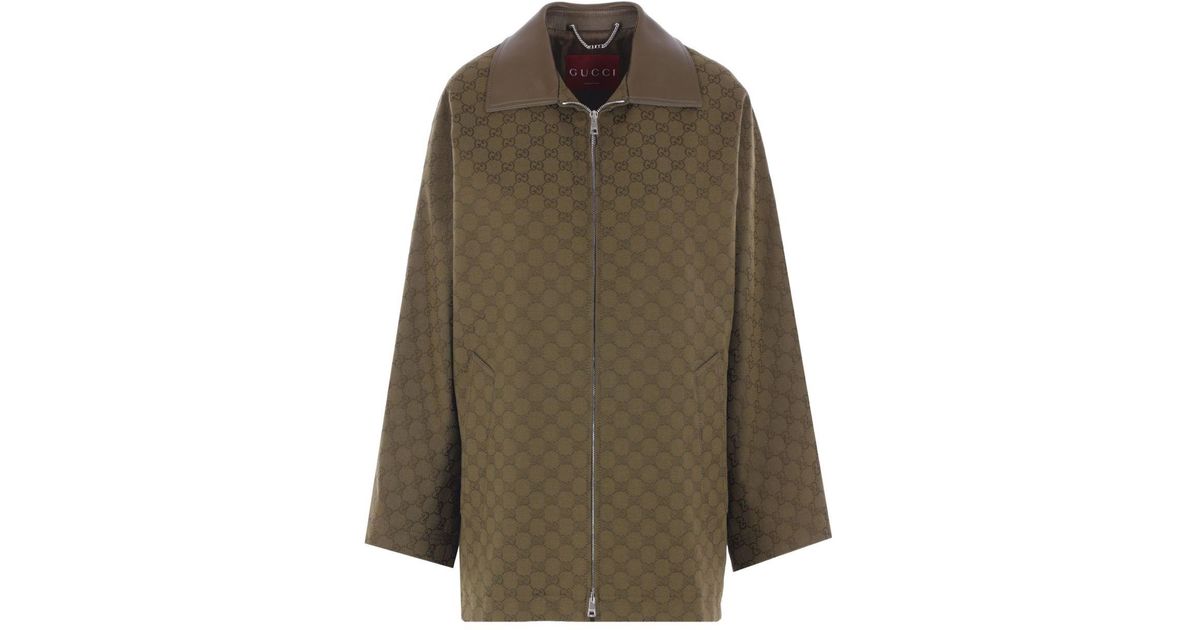 Gucci Gg Motif Zipped Jacket in Green | Lyst UK