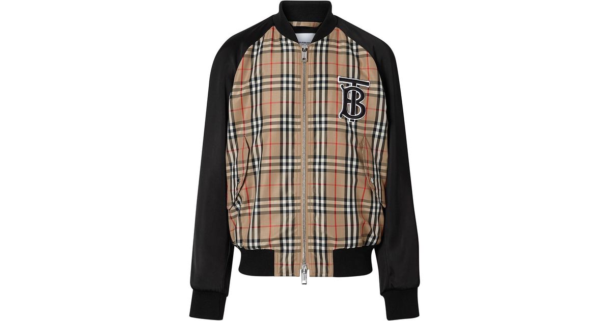 Burberry Synthetic Monogram Motif Vintage Check Nylon Bomber Jacket for ...