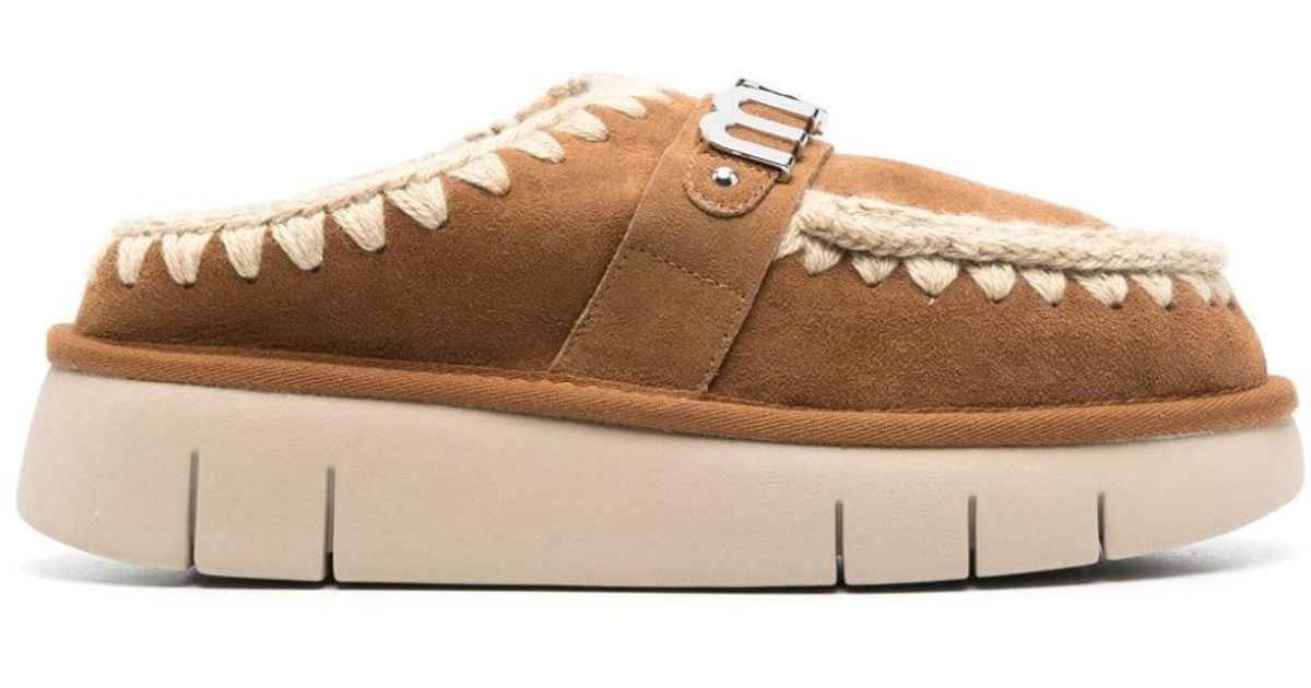 Mou Bounce Clog Slippers in Brown | Lyst UK