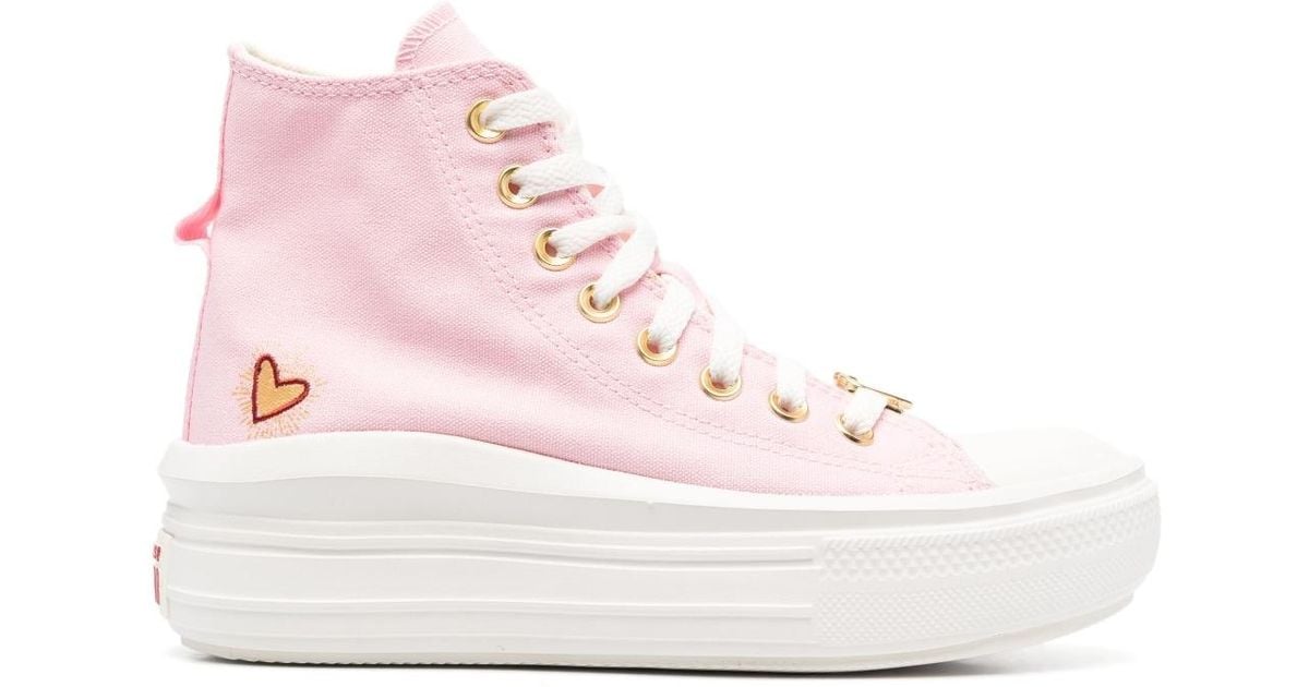 Converse Chuck Taylor All Star Move Platform Hearts Sneakers in Pink | Lyst