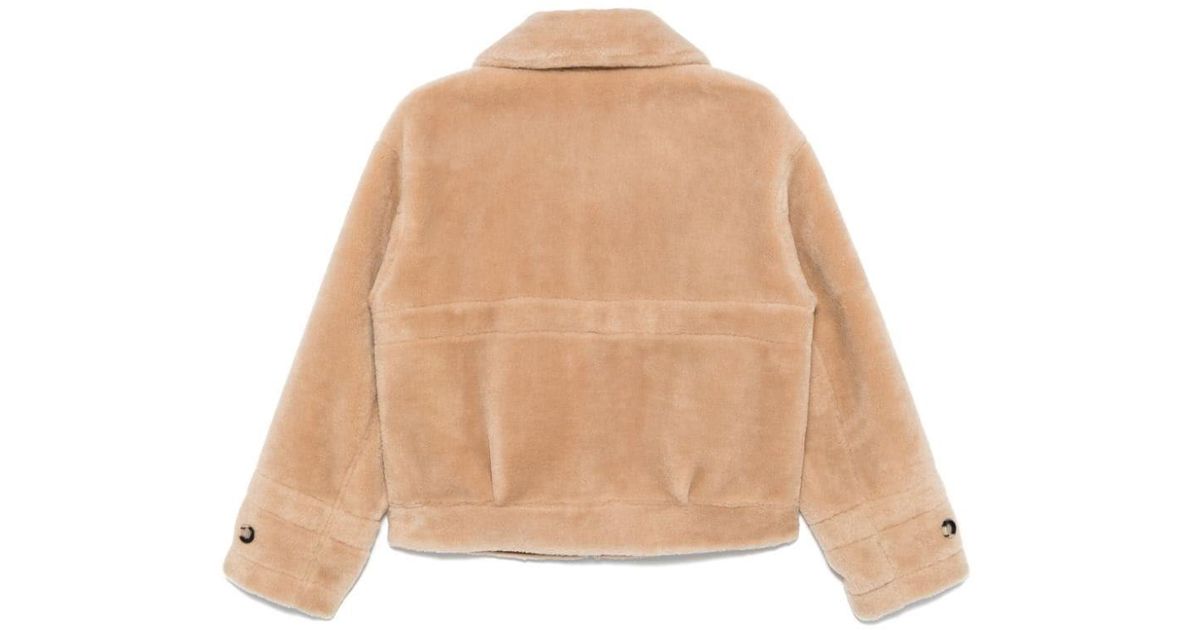Urbancode Teddy Jacket With Logo in Natural | Lyst