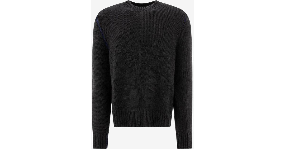 Burberry Logo Jacquard Cashmere Sweater in Black for Men | Lyst