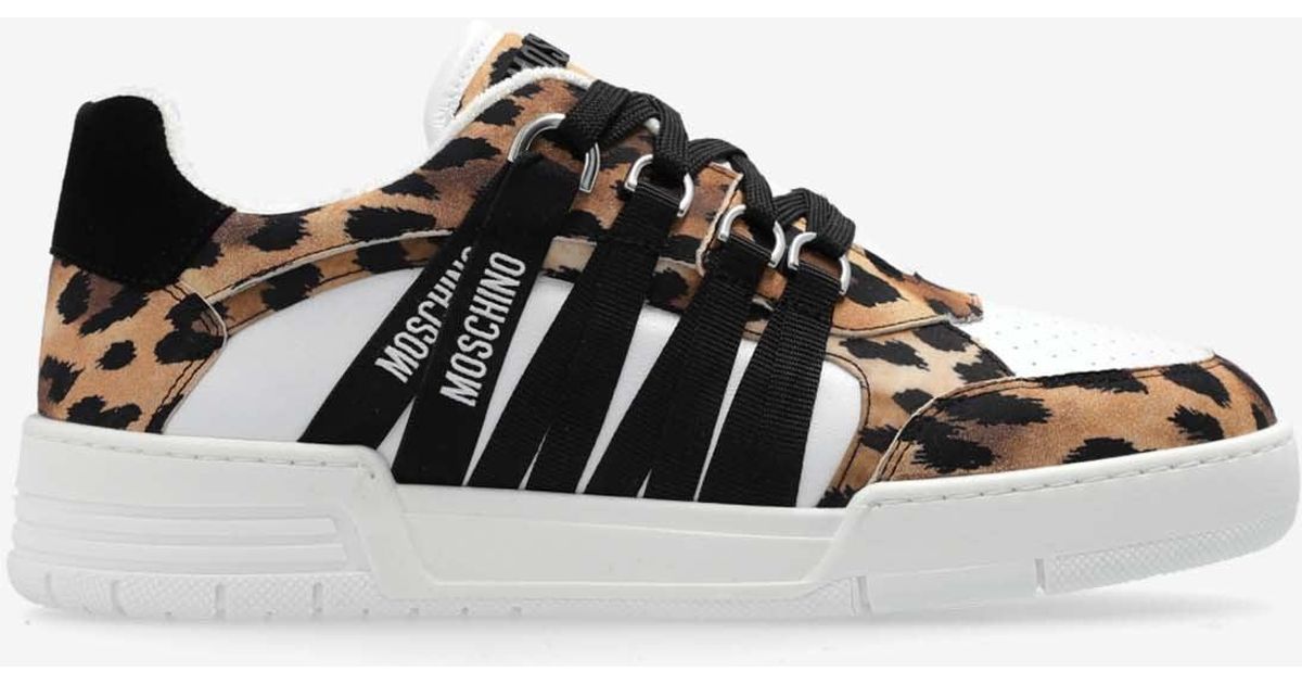 Moschino Streetball Leopard Print Low-Top Sneakers in Black | Lyst