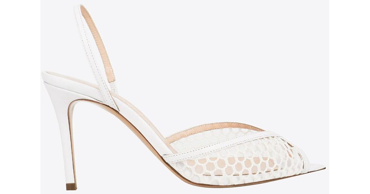 Andrea Wazen Katy 85 Slingback Net Sandals in White | Lyst