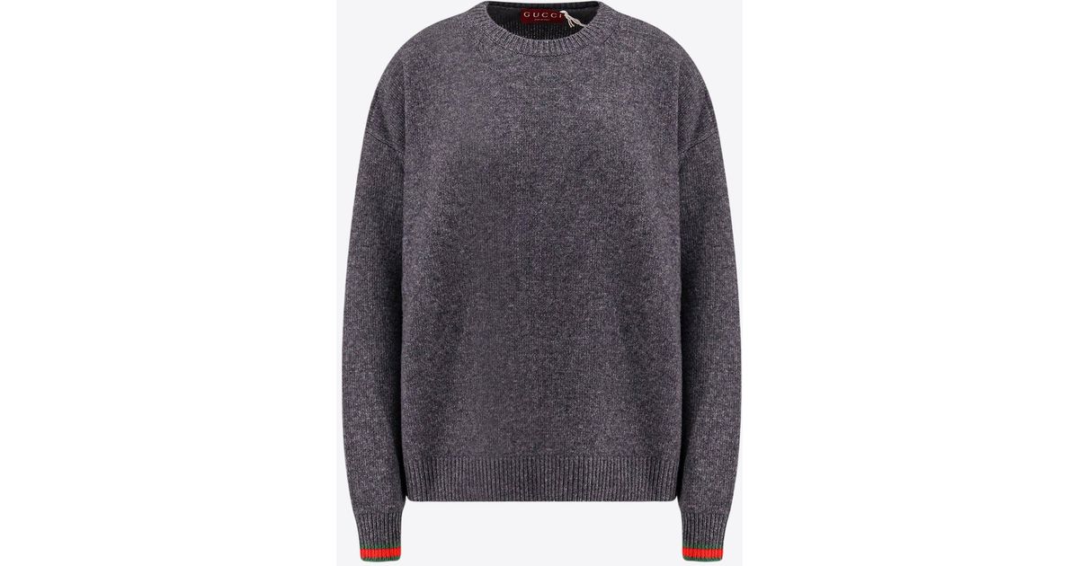 Gucci Web-Trimmed Wool And Cashmere Sweater in Red | Lyst