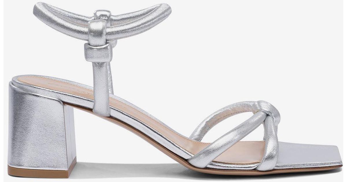 Gianvito Rossi Juno 55 Metallic Nappa Leather Sandals in White | Lyst