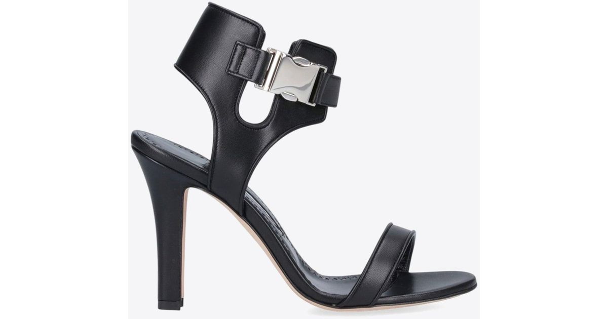 Manolo Blahnik Pollux 105 Leather Sandals in Black | Lyst