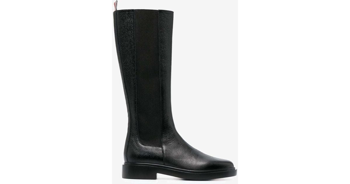 Thom Browne 4-Bar Stripes Knee-High Chelsea Boots in Black | Lyst