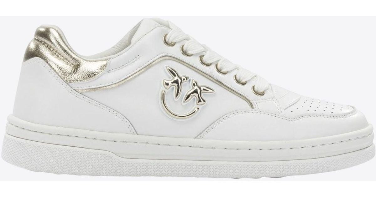 Pinko Love Birds Logo Leather Sneakers in White | Lyst