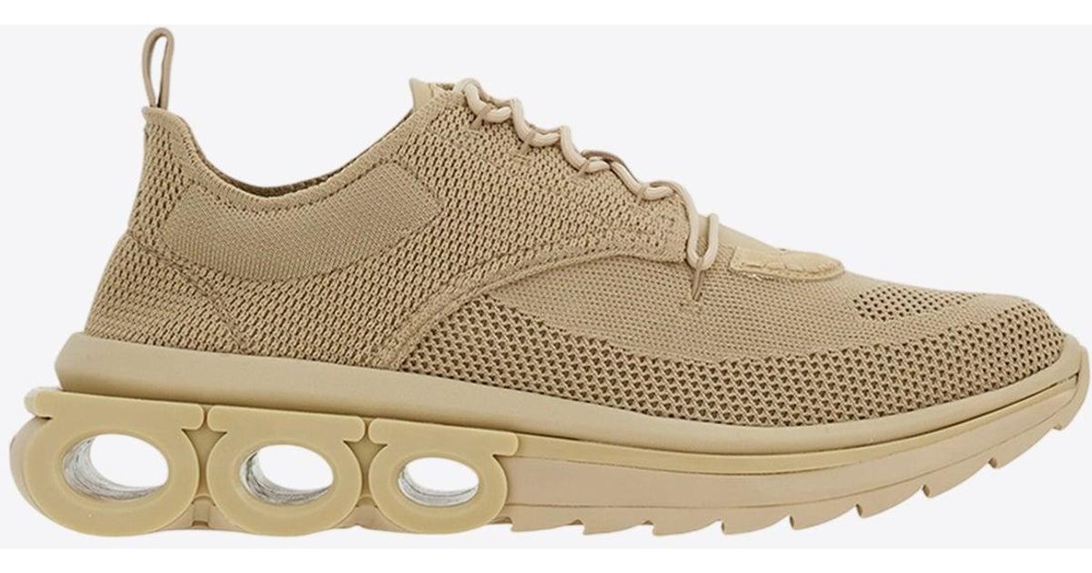 Ferragamo Nima Running Knit Low-Top Sneakers in Natural for Men | Lyst