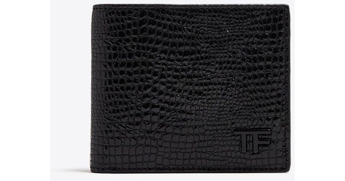 Tom Ford Bi-Fold Embossed Leather Wallet in White for Men | Lyst