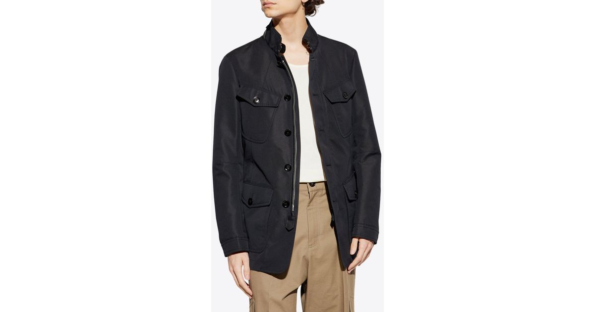 Tom Ford Stand Collar Military Jacket in Black for Men | Lyst