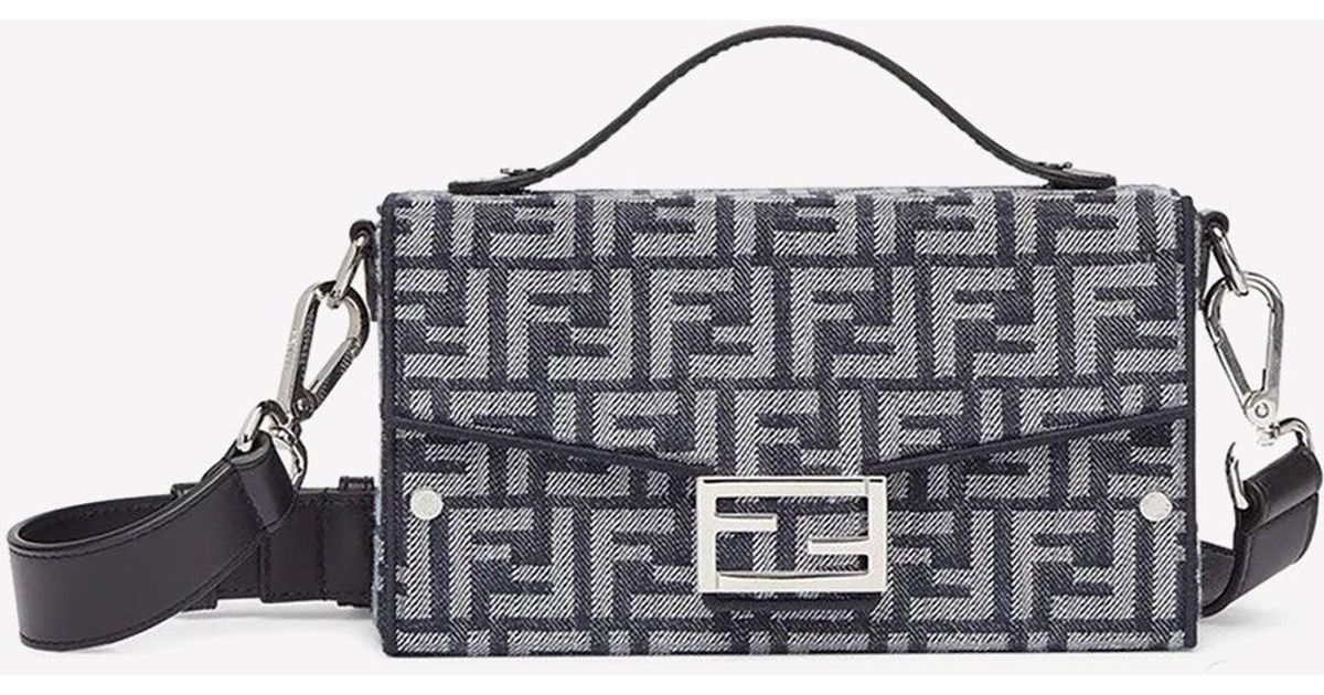 Fendi Soft Trunk Baguette Ff Denim Crossbody Bag in Grey for Men | Lyst ...