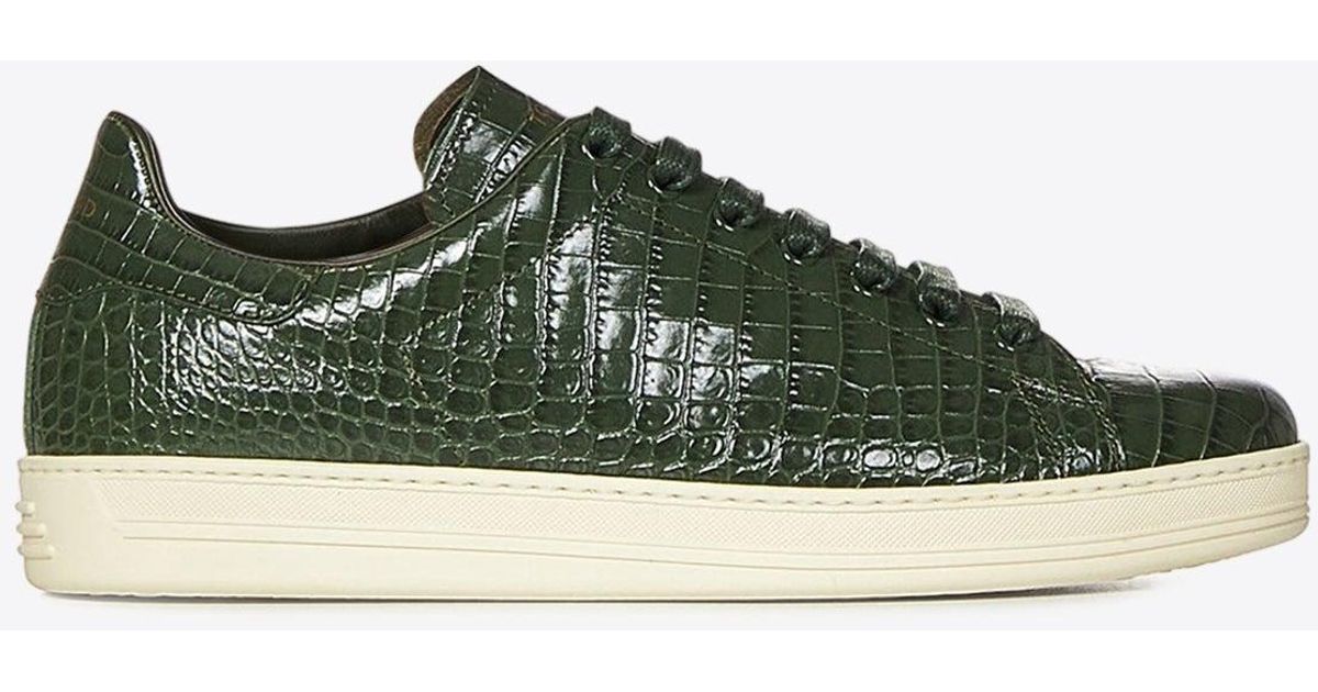 Tom Ford Warwick Leather Low-Top Sneaker in Green for Men | Lyst