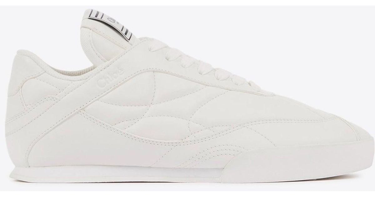 Chloé Kick Quilted Leather Sneakers in White | Lyst