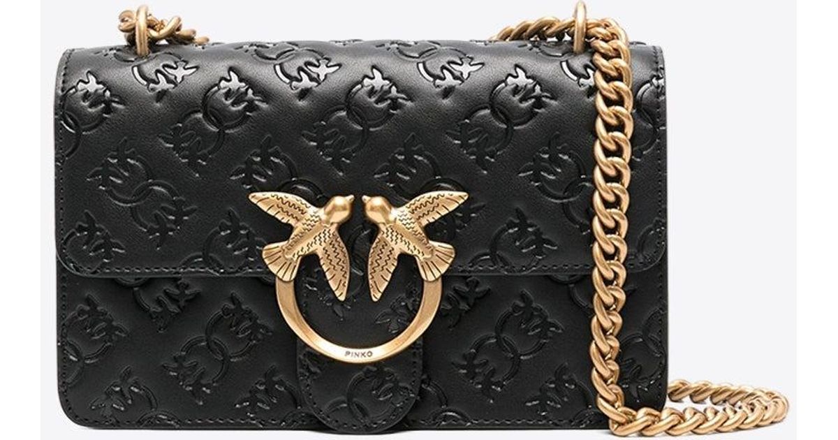 Pinko Mini Love Logo-Embossed Leather Crossbody Bag in White | Lyst