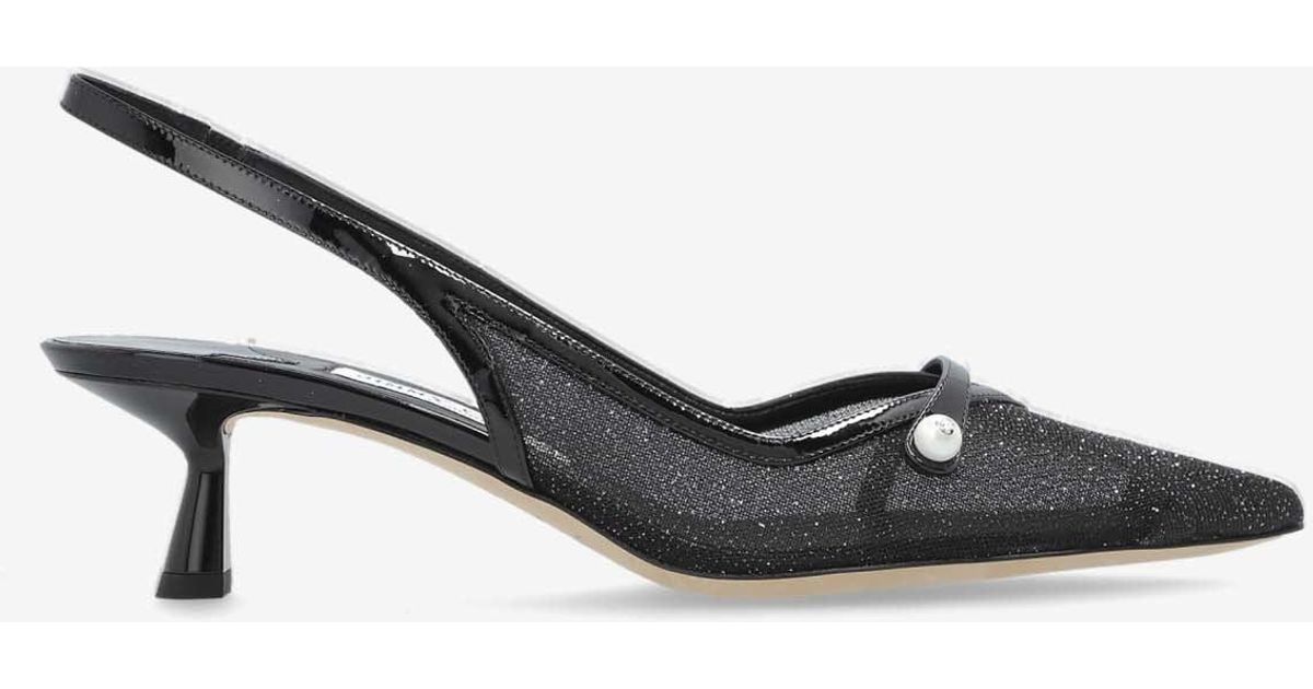Jimmy Choo Amita 45 Slingback Mesh Pumps in White | Lyst
