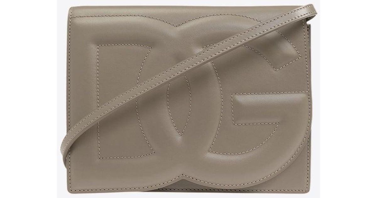 Dolce & Gabbana Dg Logo Leather Crossbody Bag in White | Lyst