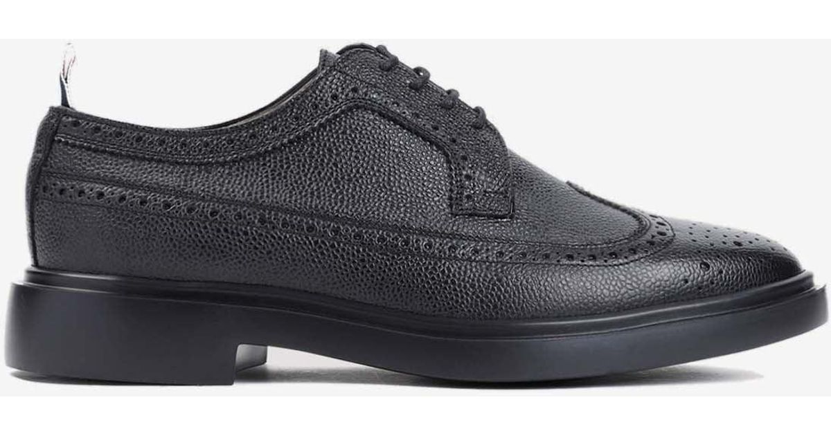 Thom Browne Longwing Leather Brogue Shoes in Black for Men | Lyst