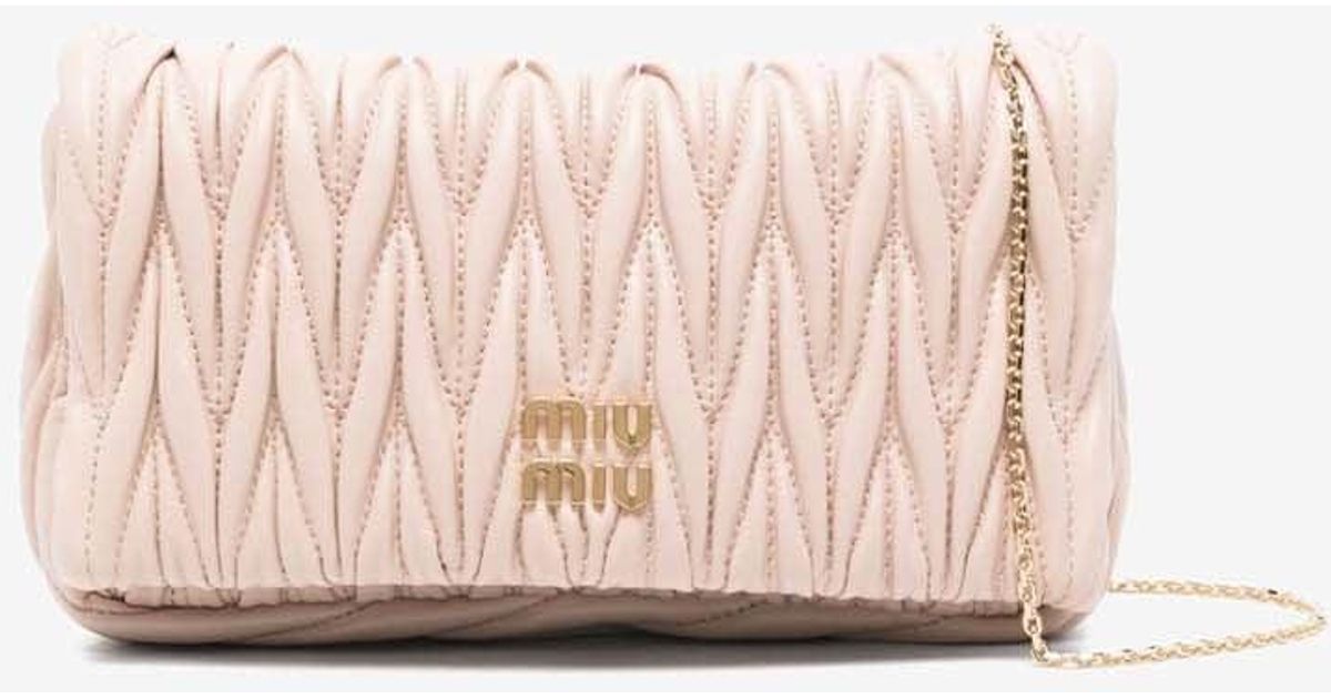 Miu Miu Mini Matelassé Leather Crossbody Bag in Pink | Lyst