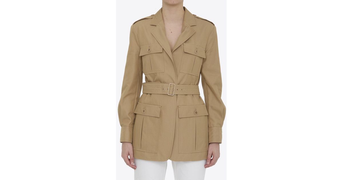 Max Mara Pacos Belted Field Jacket in Natural | Lyst