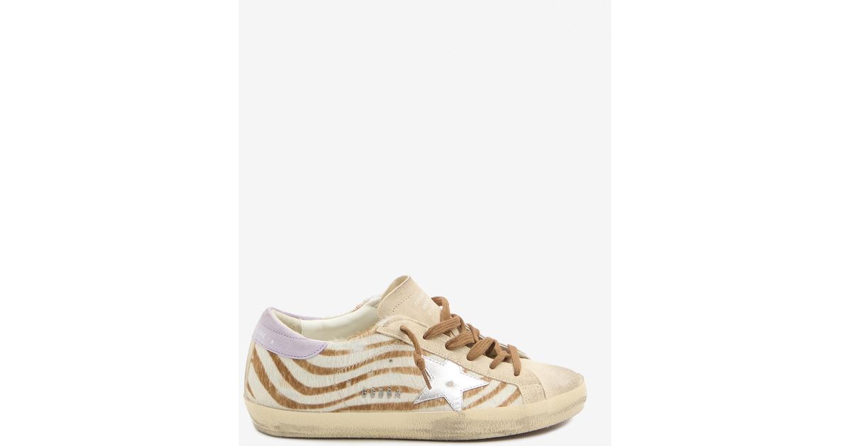 Golden Goose Super-Star Zebra Print Low-Top Sneakers in White | Lyst