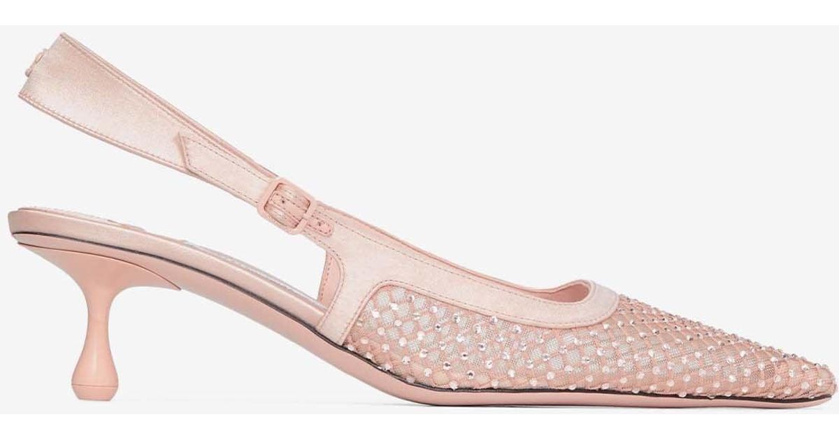 Jimmy Choo Amel 50 Crystal-Embellished Mesh Pumps in Pink | Lyst