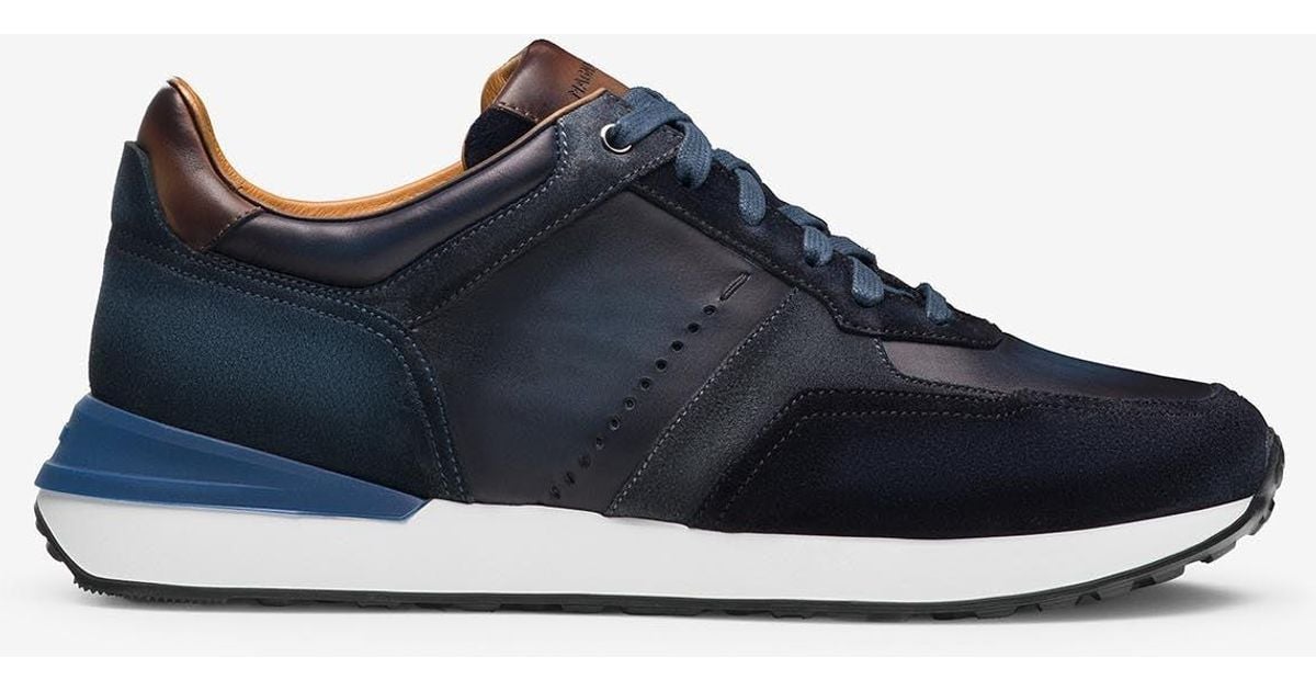 Magnanni Leather And Suede Sneakers in Blue for Men | Lyst