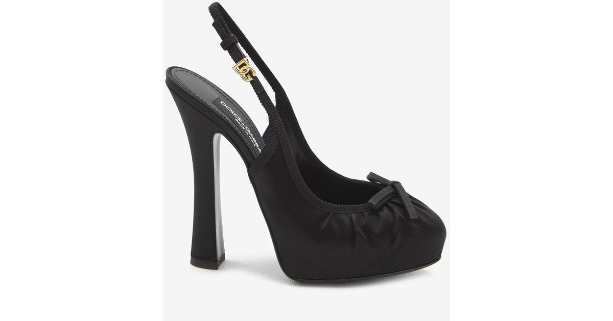 Dolce & Gabbana Vally 150 Slingback Satin Platform Pumps in Black | Lyst